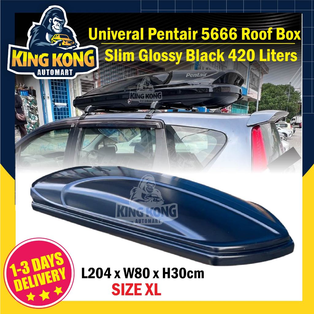Pentair Roofbox PT5666 Slim Glossy Roof box Storage With Roof Rack ( XL ...