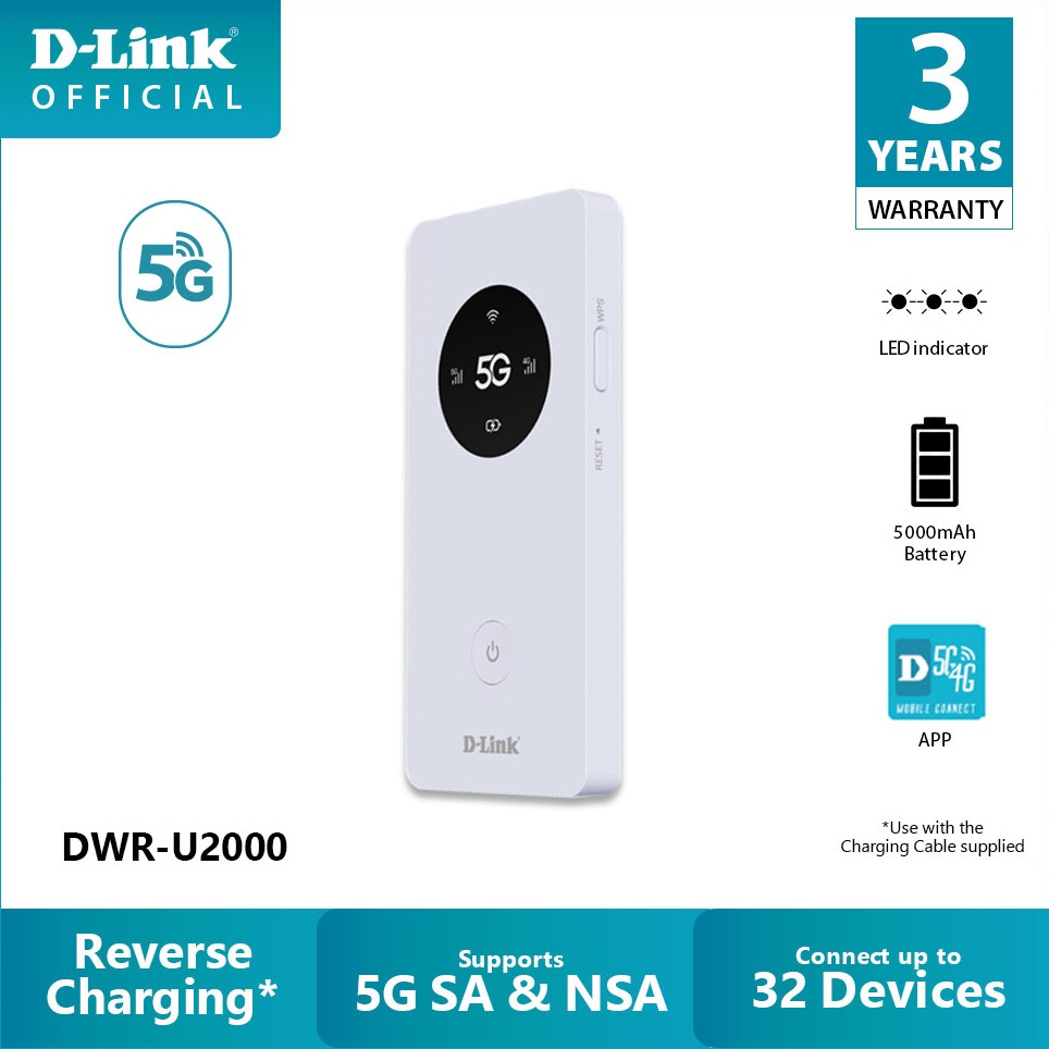 D-LINK 5G NR MiFi Mobile Hotspot with Reverse Charging & Impressive ...