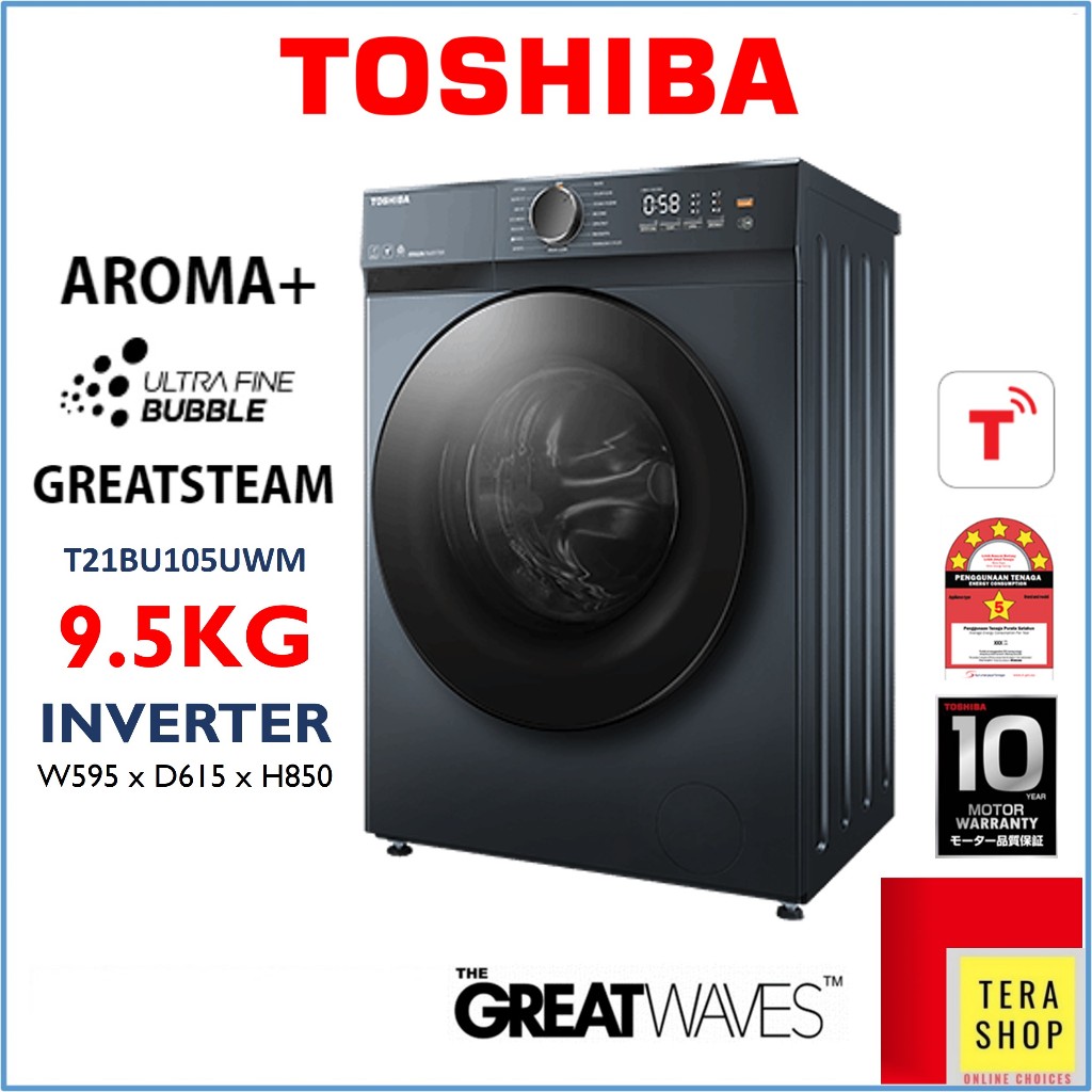 Toshiba BK105S2M / BL105A4M Front Load 9.5KG Inverter Washing Machine Mesin Basuh | Shopee Malaysia