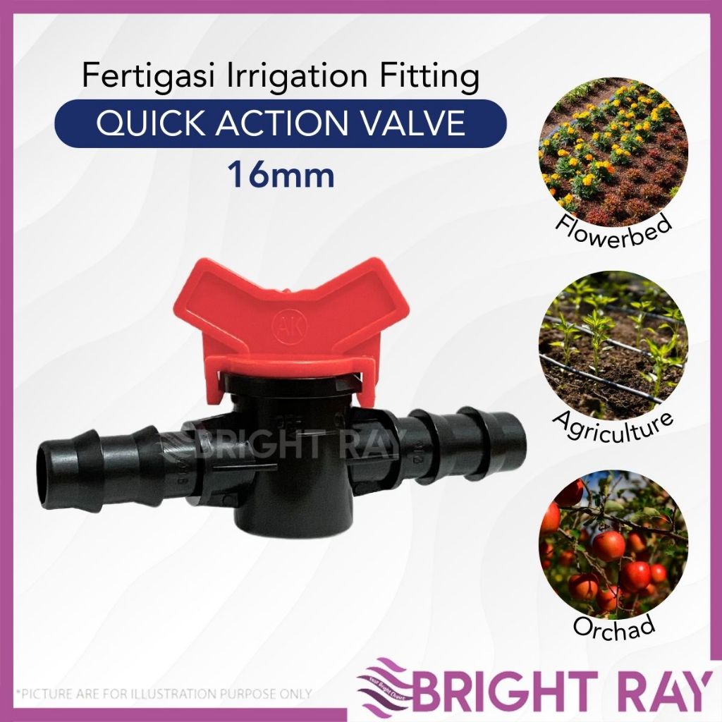 16MM QUICK ACTION VALVE LDPE PolyPipe Fertigasi Irrigation Fitting ...