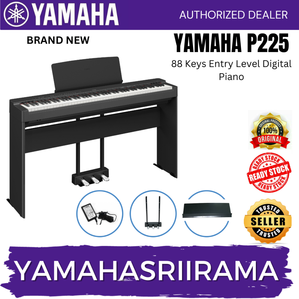 "NEW RELEASE" Yamaha P-225 88-Keys Digital Piano with Original Adapter ...