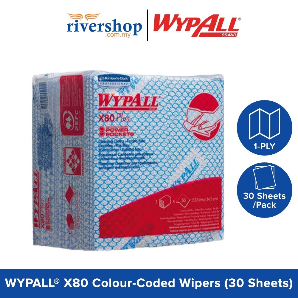 WYPALL X80 Plus Colour-Coded Wipers (30 sheets) (Direct Food Contact ...