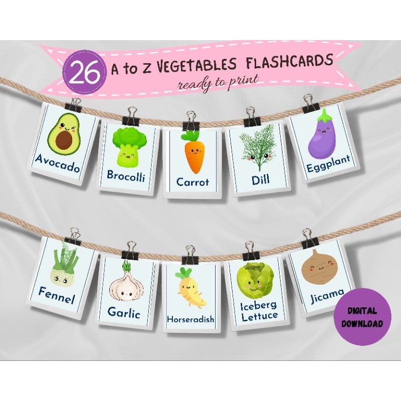 A TO Z VEGETABLES FLASH CARDS | DIGITAL FLASH CARDS | PRE SCHOOL CARDS ...