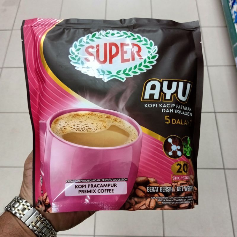 Kopi Super Ayu Premix Coffee 5 in 1 Kopi Kacip Fatimah dan Colagen 20s ...