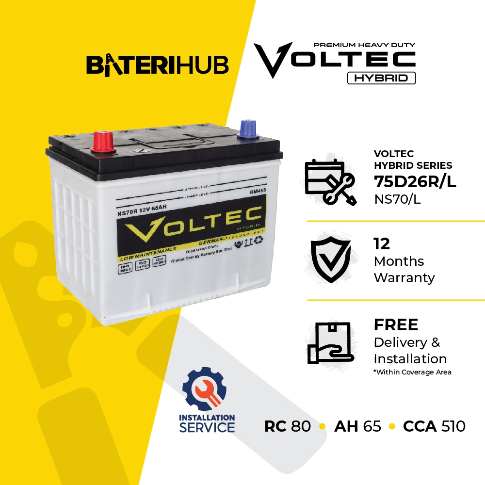 [Installation Provided] 75D26L/R Voltec Hybrid WET | Car Battery ...