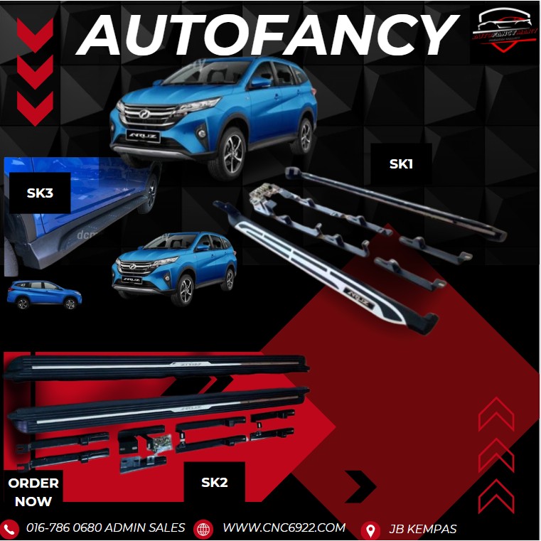 PERODUA ARUZ 2019-2024 SK1 SK2 SK3 WITH SKIRT SIDE STEP PEDAL RUNNING BOARD NERF BAR HIGH ...