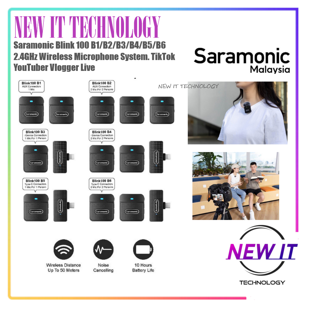 Saramonic Blink 100 B1 / B2 / B3 / B4 / B5 / B6 2.4GHz Wireless ...
