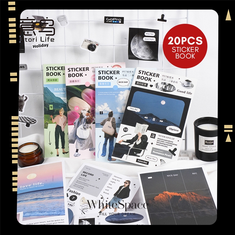 Whitespace 20pcs ins Good Life Sticker Book Muji Aesthetic Scrapbooking ...