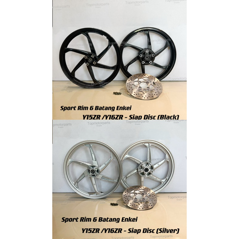 Sport Rim 6 Batang Enkei Y15ZR /Y16ZR /RS150 /RSX150 Enkei Black /Silver | Shopee Malaysia