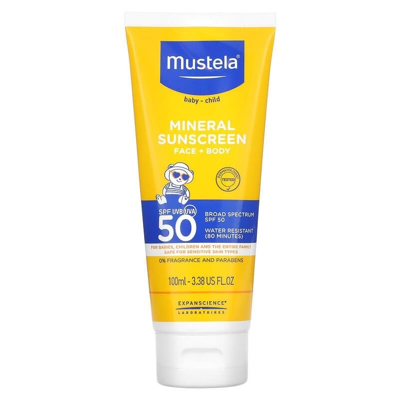 Ready Stock: Mustela Baby, Mineral Sunscreen, Face + Body, SPF 50, 3.38 ...