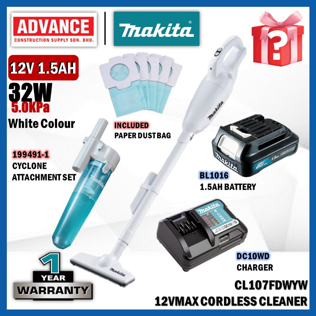 MAKITA CL107 / CL107FDZW / CL107FDWYW 12Vmax Cordless Cleaner ( White ) | Shopee Malaysia