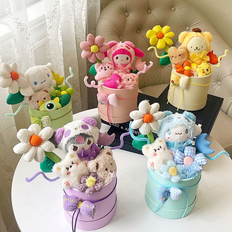 Sanrio Cinnamoroll Kuromi Melody Sunflower Bouquet Hug Bucket Lovely ...