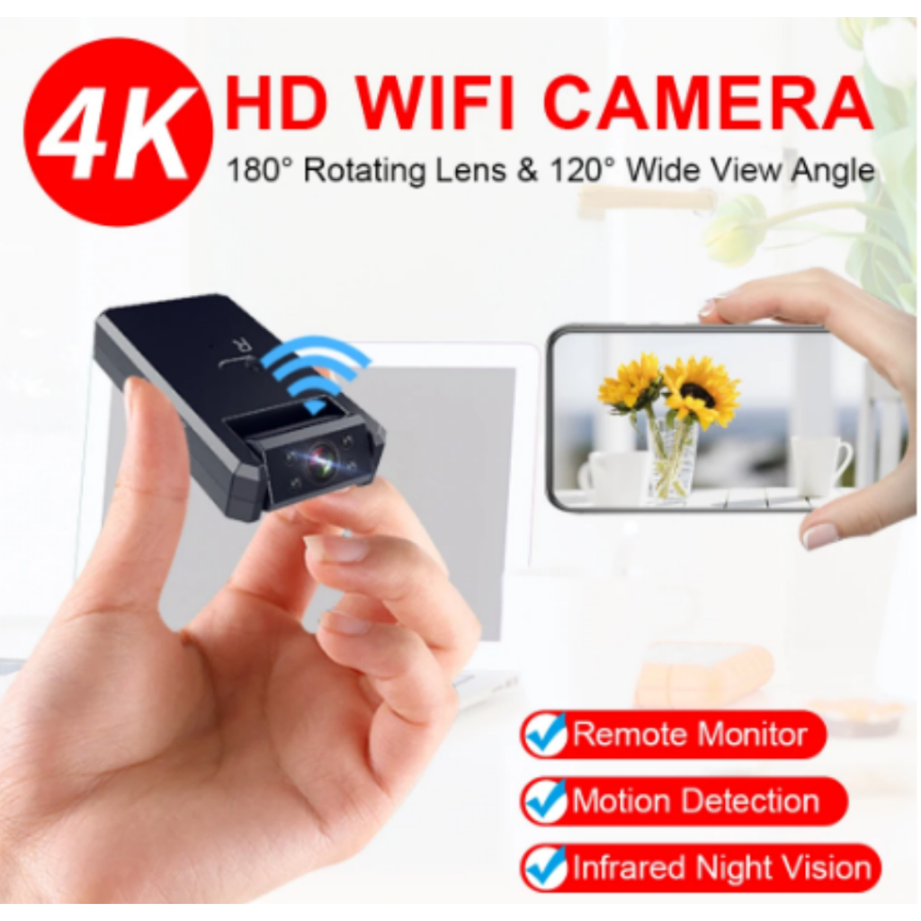 [ READY STOCK ] Mini Camera Wifi 4K HD Rotate 180 Degrees Wireless IP ...