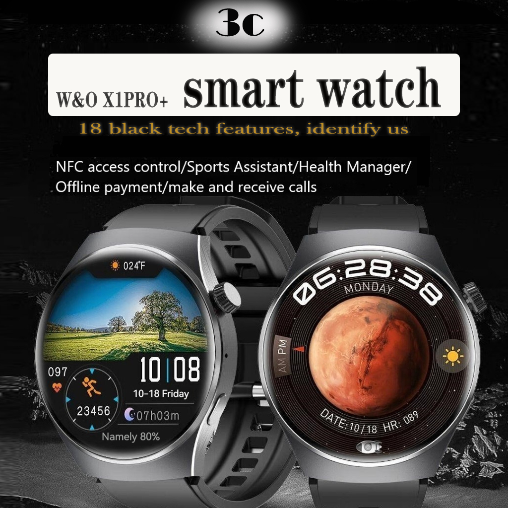 W&O X1PRO+ jam malaysia/original lelaki/men watches Bluetooth/Call/NFC/Sports/Fitness/Heart rate ...
