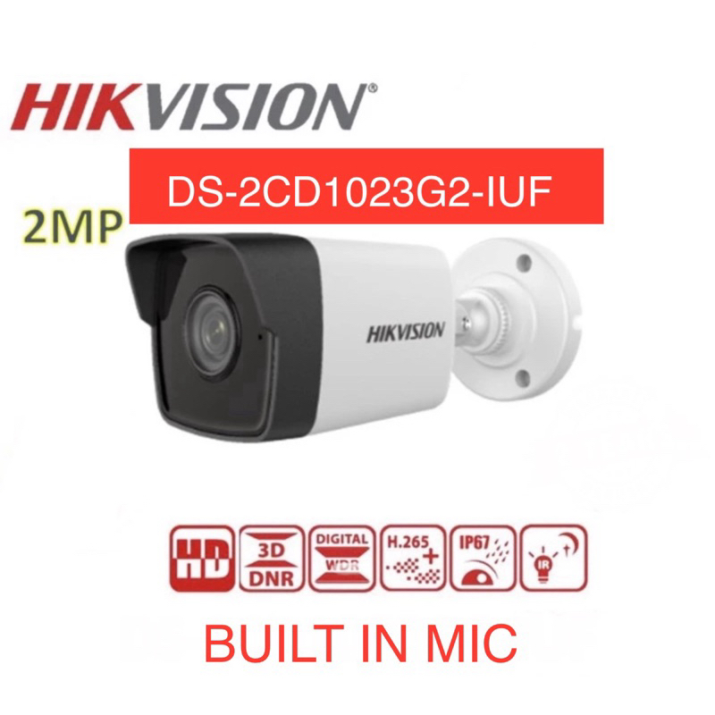 HIKVISION CCTV DS-2CD1023G2-IUF 2MP Build in Mic Fixed Bullet Network Camera. | Shopee Malaysia