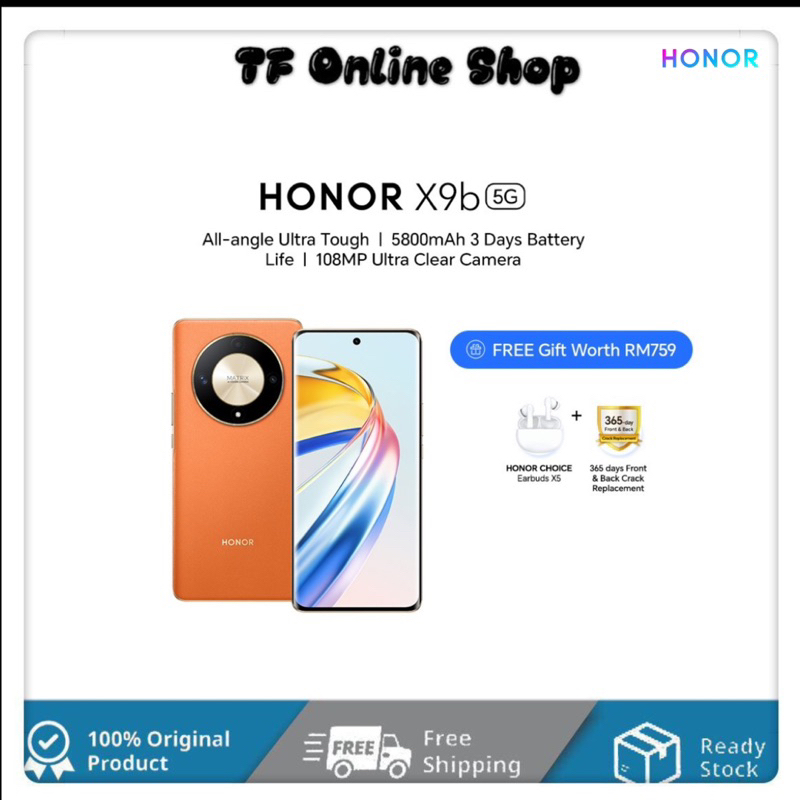 Honor X9B 5G(12GB+256GB/12GB+512GB)100% Original Set | Shopee Malaysia