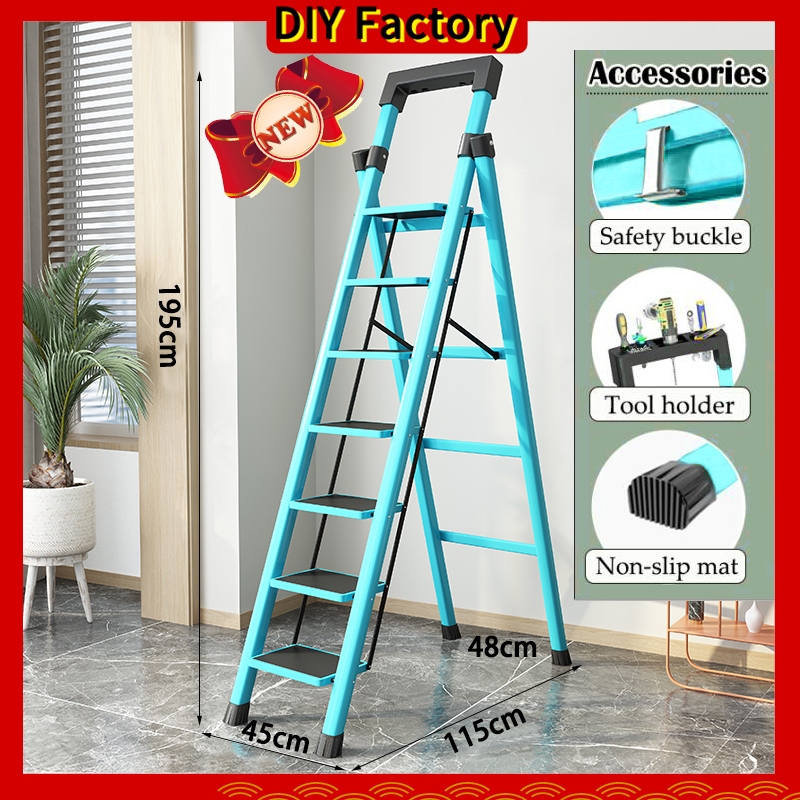🔥2024 New🔥 7/6/5 Step Ladder Foldable Aluminum heavy duty Hagdanan ...