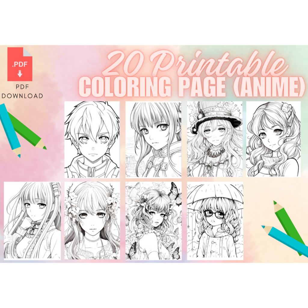 [PDF] 20 Pictures ANIME (Set 3) Printable Colouring Pages | Shopee Malaysia