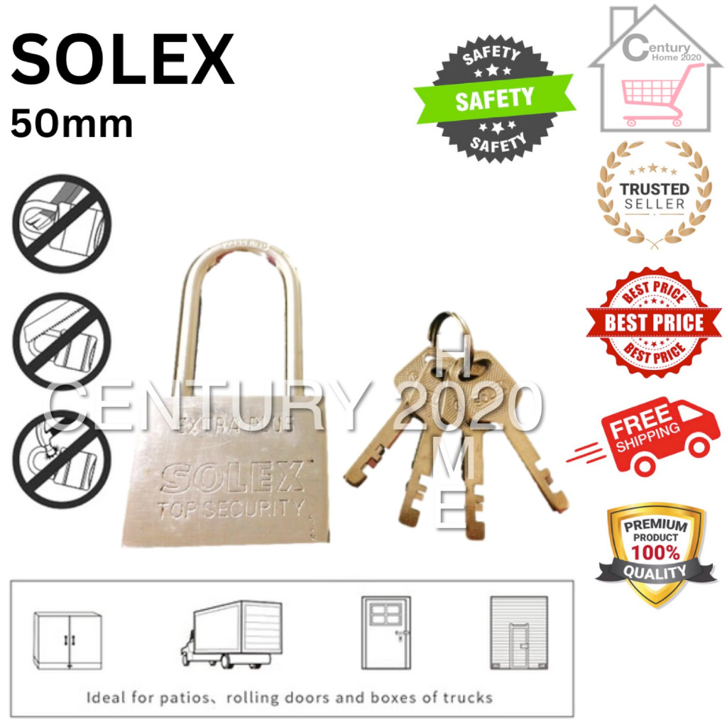 SOLEX Padlock Long Shackle Pad Lock Anti Rust Lock 40mm | Shopee Malaysia