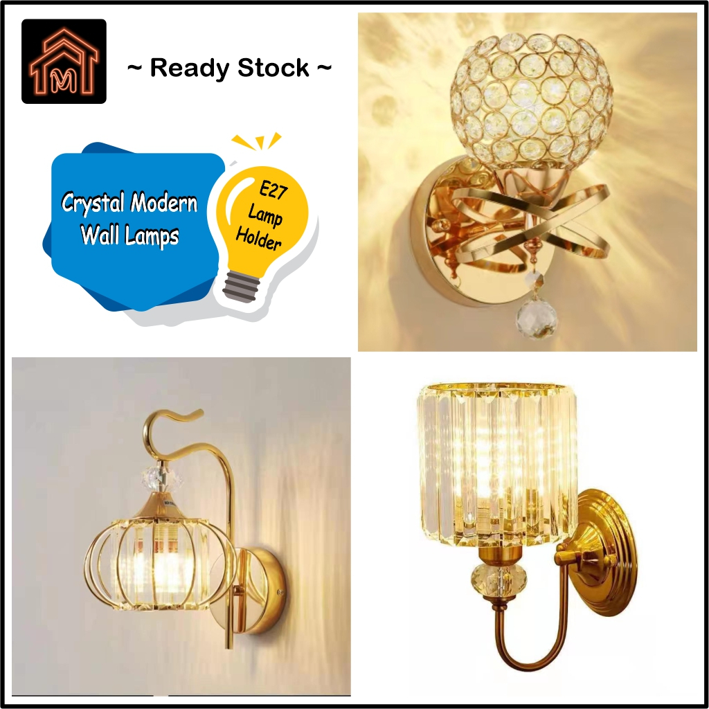 Ready Stock ~ Wall Lamp Crystal modern E27 Lamp shade Bedroom Entrance ...