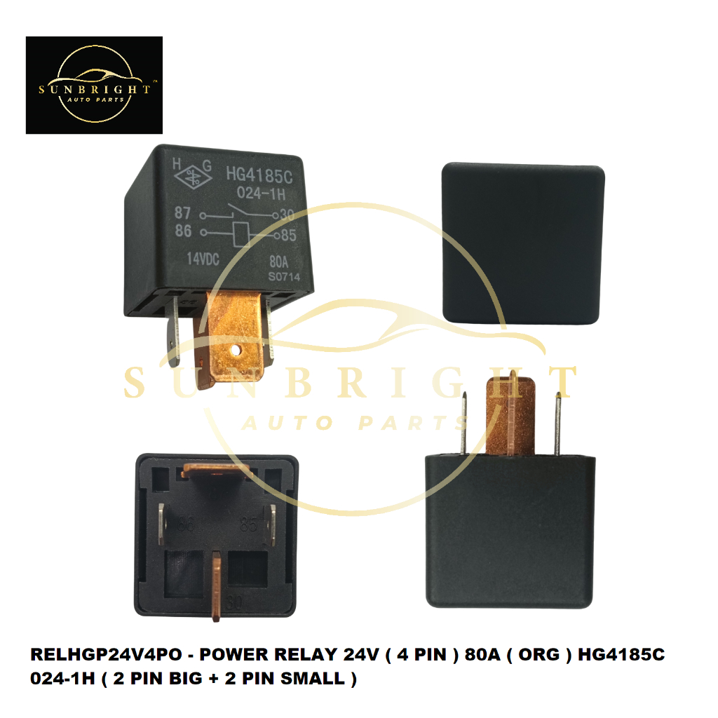 POWER RELAY 24V ( 4 PIN ) 80A ( ORG ) HG4185C 024-1H ( 2 PIN BIG + 2 ...