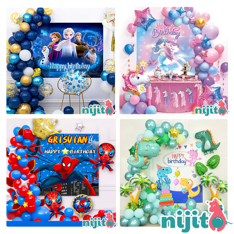 Nijito - Cartoon Kids Happy Birthday Balloon Set Party Decoration Boy ...