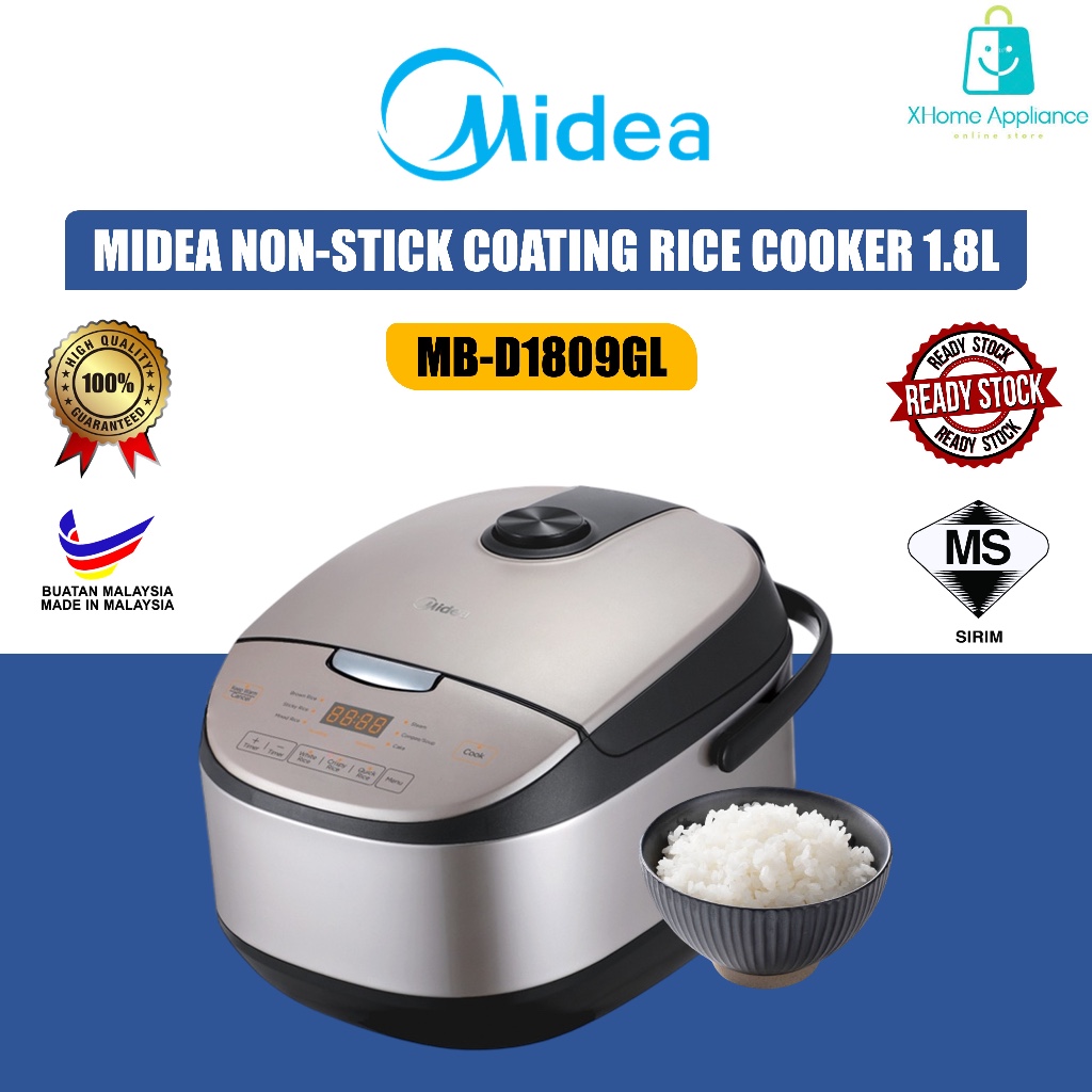 【READYSTOCK】MIDEA Non-Stick Coating Rice Cooker 1.8L MB-D1809GL | 706W ...