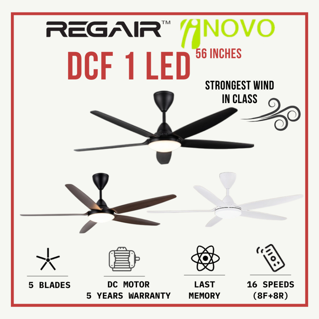 Regair Inovo DCF 1 Led 40"/56" Ceiling Fan With Led Light DC Motor 5 ...