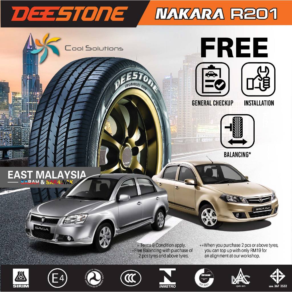 DEESTONE NAKARA R201 175/70R13 For Proton Saga, Persona, Satria, Wira ...