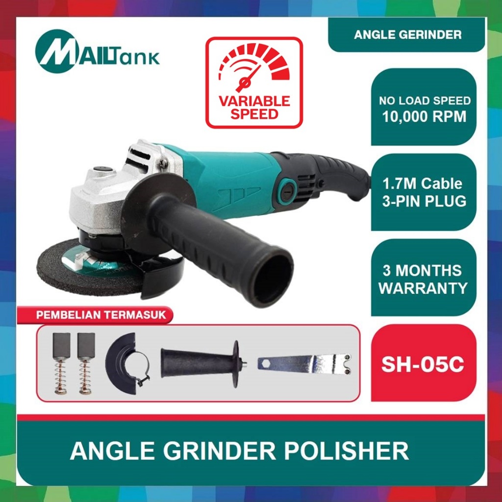 MAILTank 4" Adjustable Speed Angle Grinder 850w SH05C / Polisher Speed control Grender | Shopee ...
