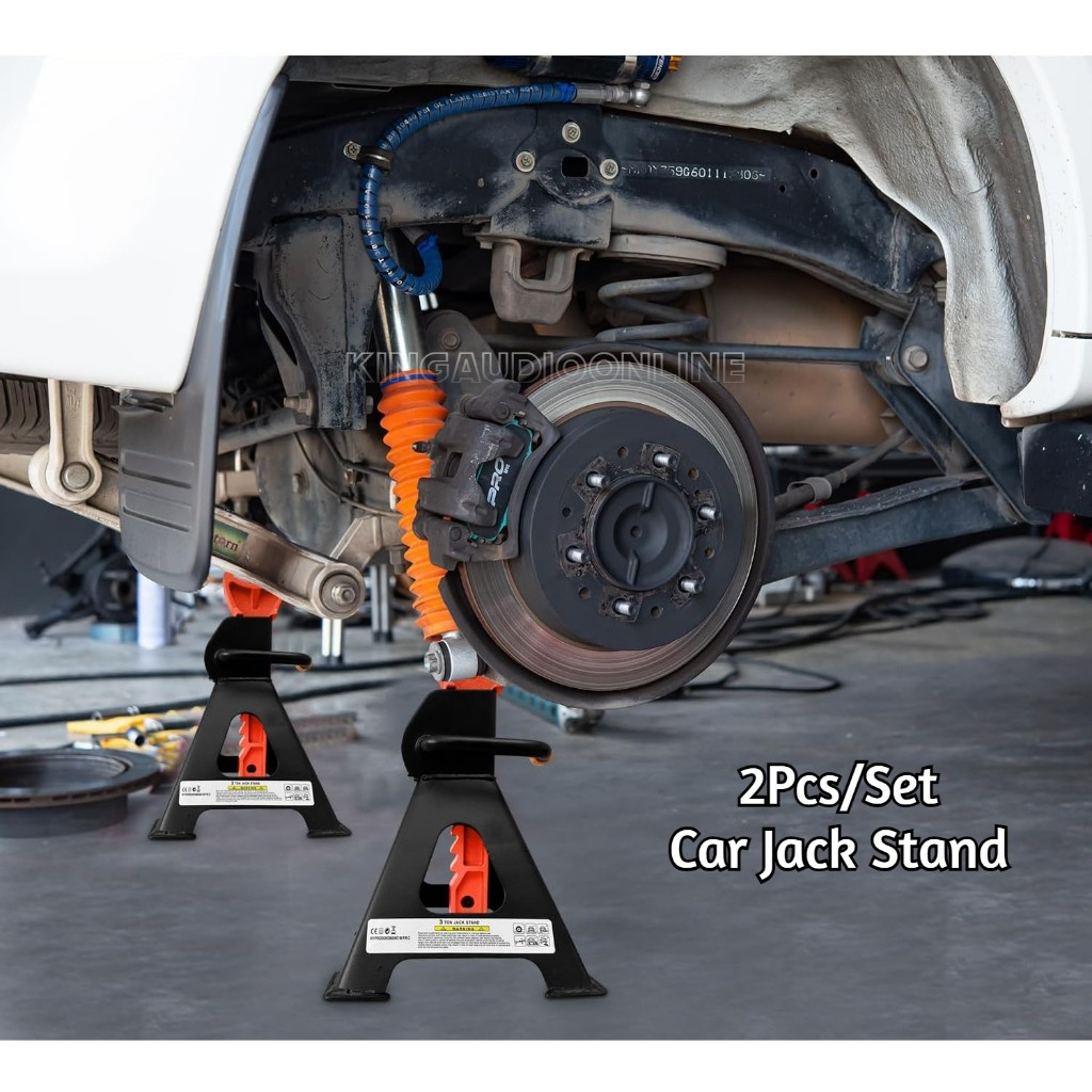 (2 PCS/SET) Heavy Duty Double Safety Locking Car Jack Stands Steel 3 ...