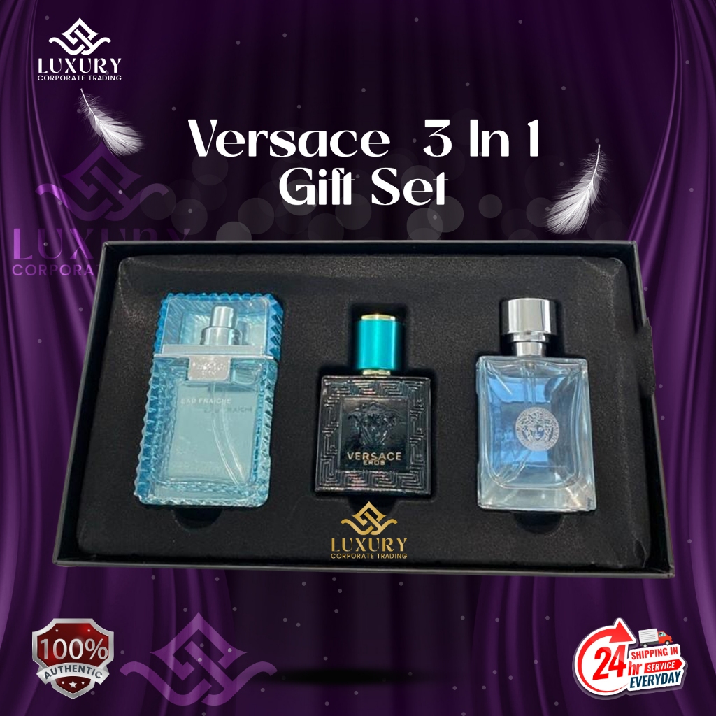💯% 3in1 Versace Men perfume for men Set 3x30ml (Postage Daily) | Shopee ...