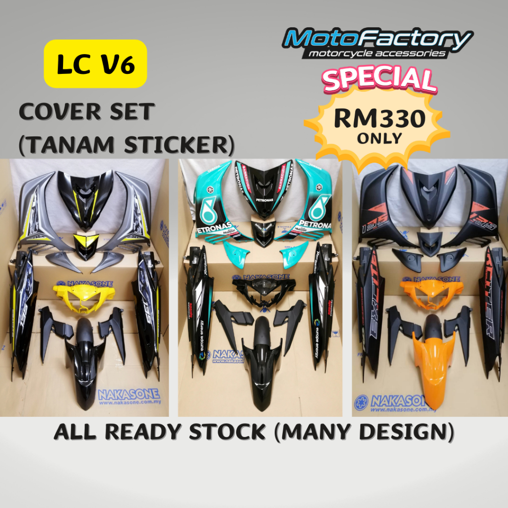 YAMAHA LC V6 LC135 V6 COVERSET BODY COVER SET DESIGN TANAM STICKER ...