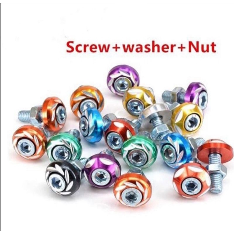 1Pcs Car Aluminum Alloy Screw M6 Skru Plate Number Universal Motorbike ...