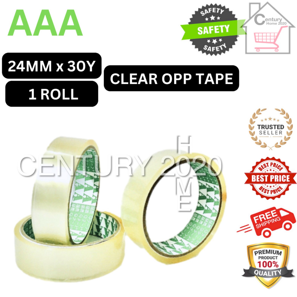 AAA OPP Tape Transparent Adhesive Packaging Tape 24mm 1 PCS | Shopee ...