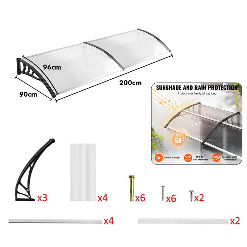 PC Durable Awning Balcony Outdoor Canopy Gazebo Cover Board Anti UV ...