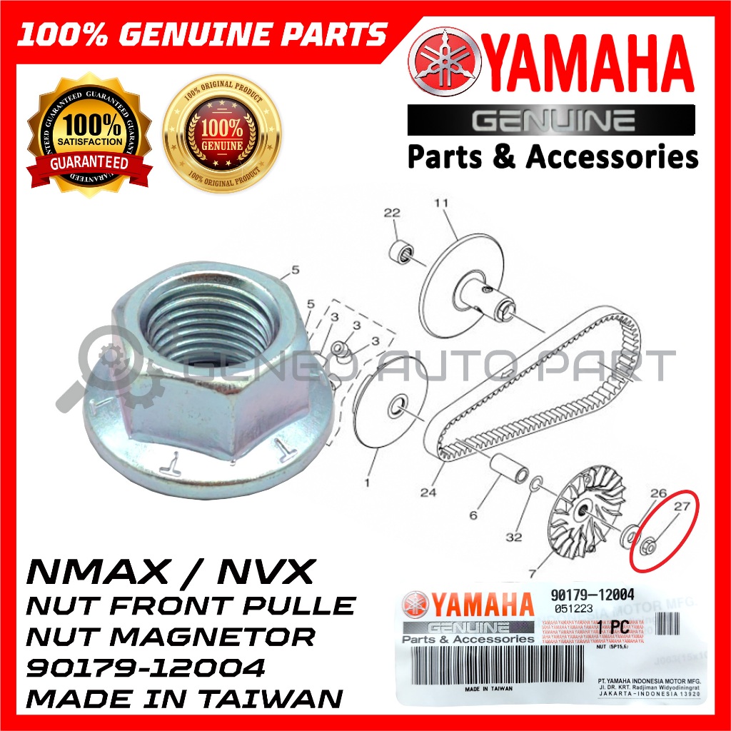 [90179-12004] YAMAHA NMAX V2 NVX V2 NUT FRONT PULLEY NUT MAGNETOR 100% ...
