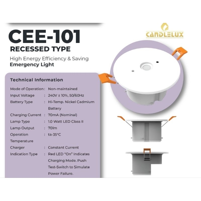 CEE-101 LED RECESSED TYPE EYE BALL EMERGENCY LIGHT WITH SIRIM & BOMBA ...