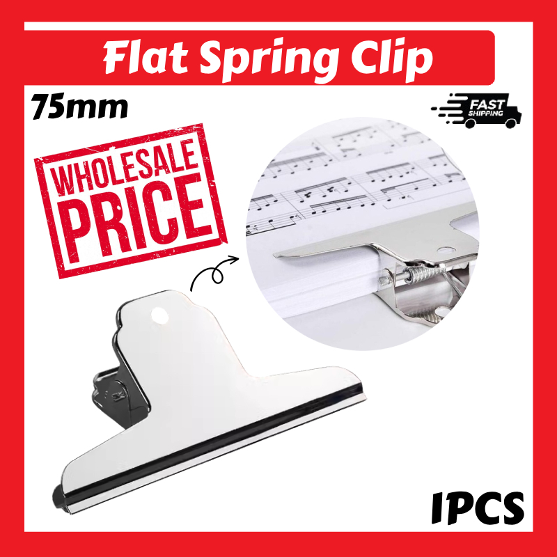 【75mm】24PCS Stainless Steel Flat Spring Clip Paper Document 3-Inch ...
