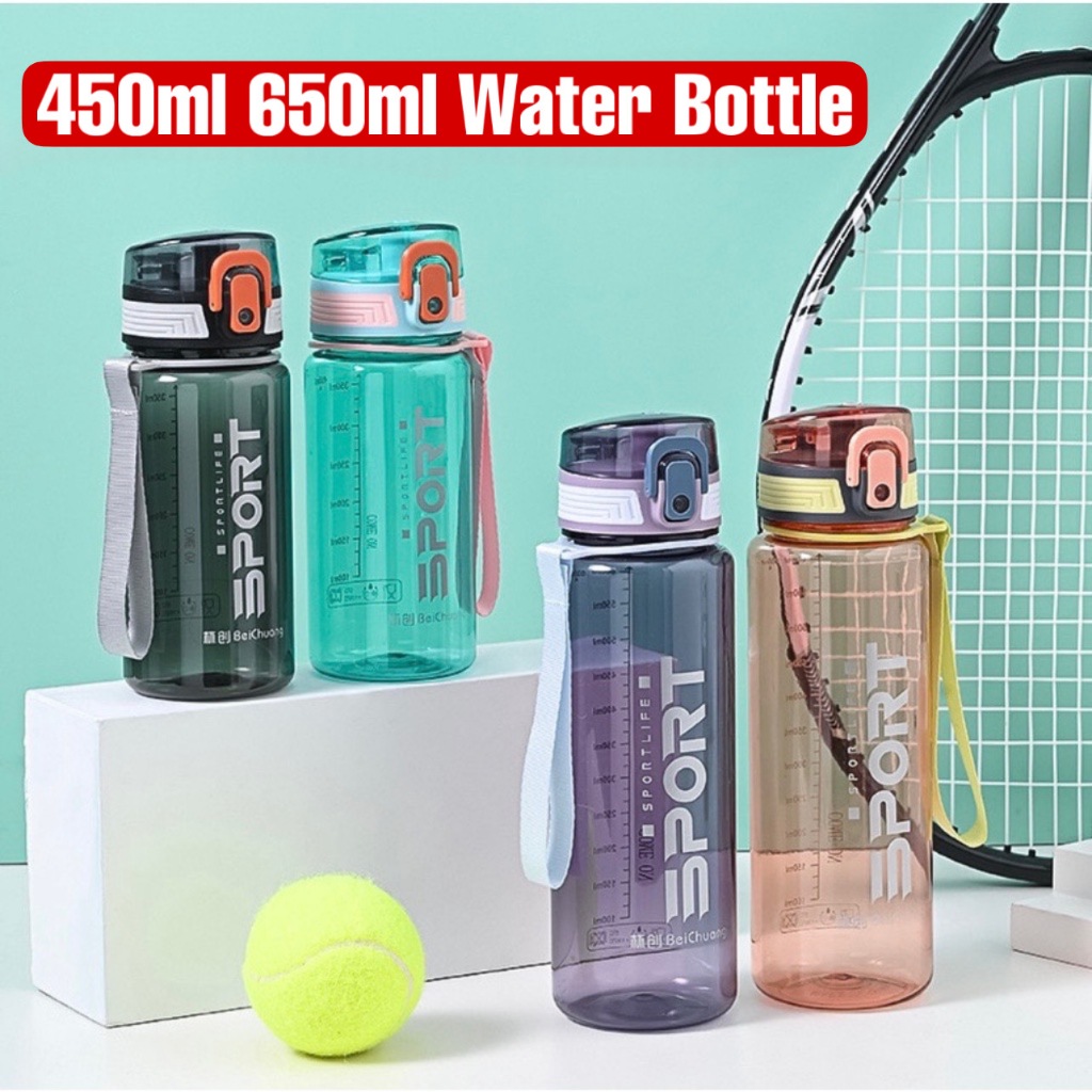 450ml 650ml Water Bottle Without Straw Leakproof Time Marker Sports Drinking Bottle Space Bottle ...