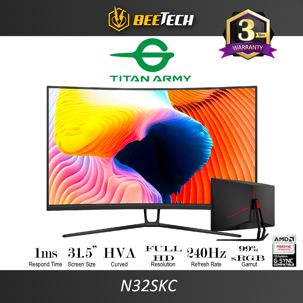 Titan Army 32 inch Curved HVA 240hz 1ms Gaming Monitor (N32SKC ...