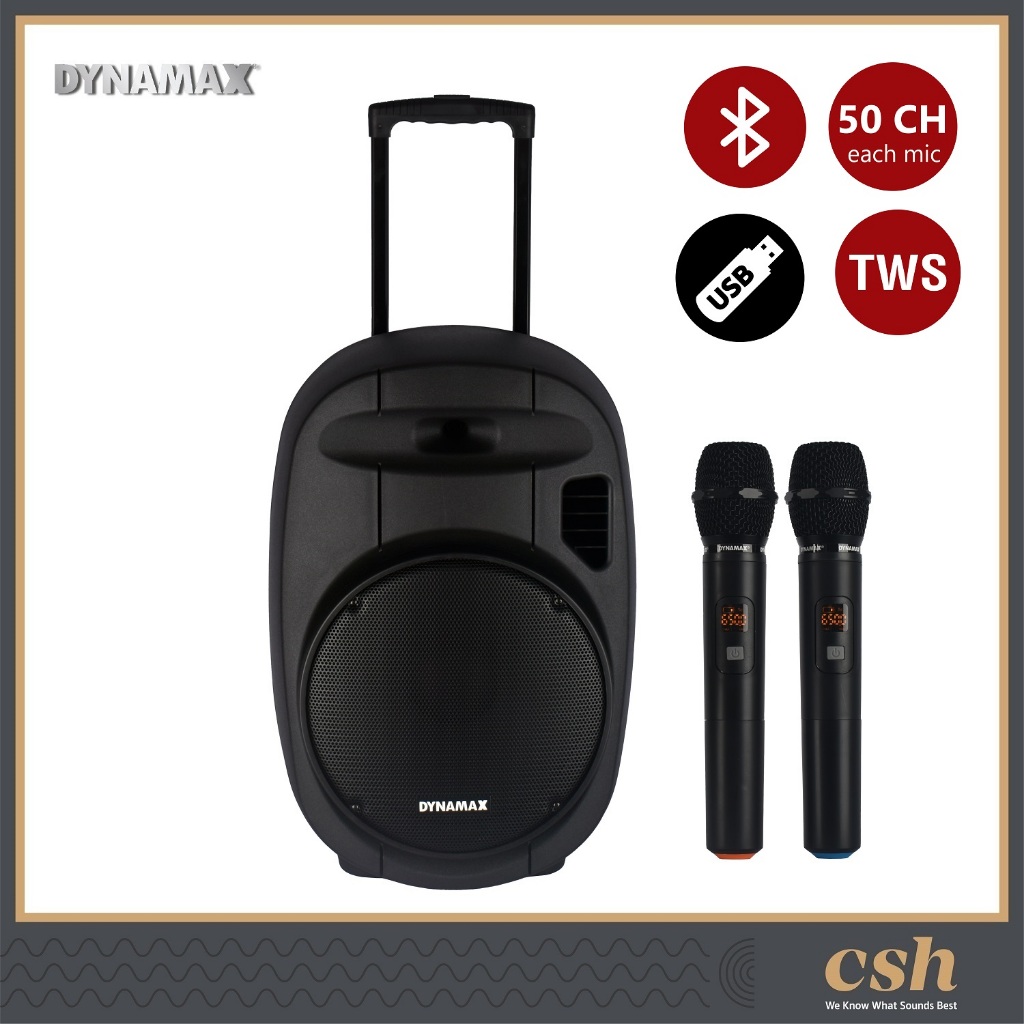 DYNAMAX PRO315 15" 180W Bluetooth Portable Active PA Speaker System ...