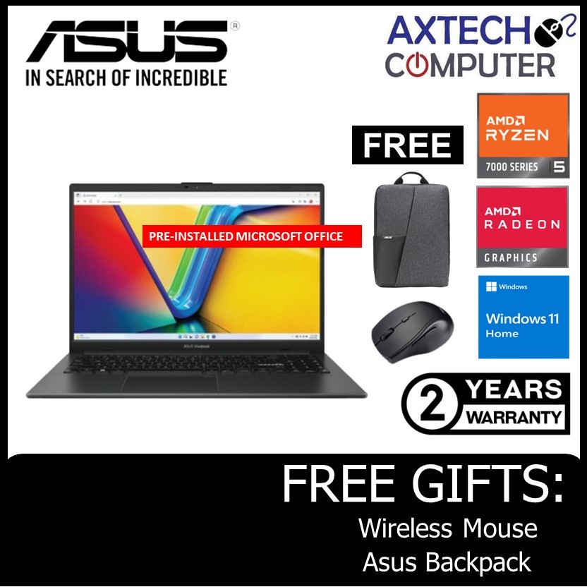 Asus VivoBook Go 15 E1504F-ABQ471WS 15.6'' Mixed Black(Ryzen 5 7520U ...