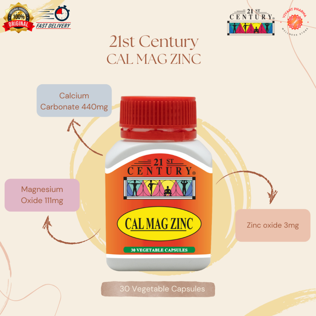 21st Century Cal Mag Zinc Vege Capsules 30's (EXP:10/2024) | Shopee ...