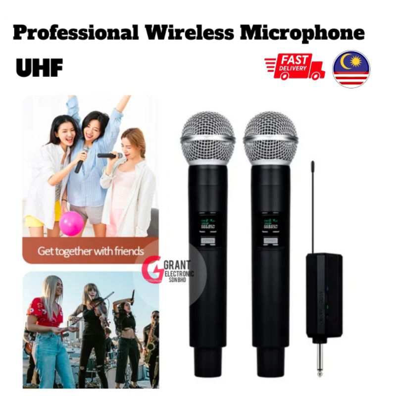 UHF Professional Wireless Microphone Rechargeable Cordless Microphone ...