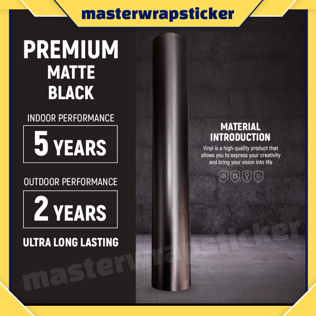 PREMIUM MATTE BLACK STICKER(152CM-180CM)stiker kereta BONET/ROOF/FENDER ...