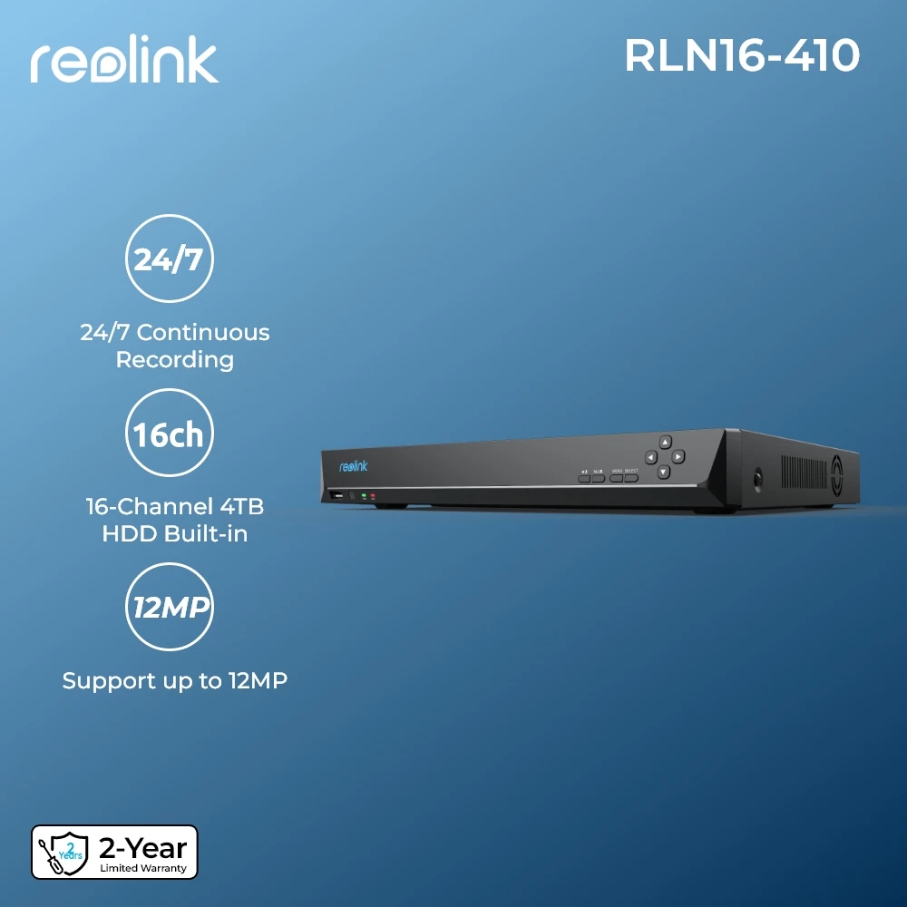 Reolink NVR RLN16-410-4T 16-Channel 5MP/8MP/12MP PoE WiFi Security NVR ...