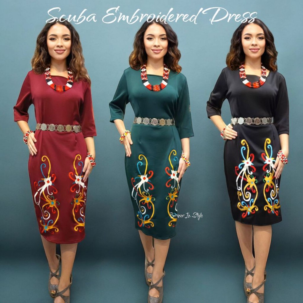 Dress Scuba Sulam Motif Borneo | Shopee Malaysia