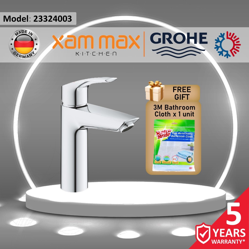 Grohe 23324003 Eurosmart OHM Basin Smooth Body M-Size Mixer Tap ...