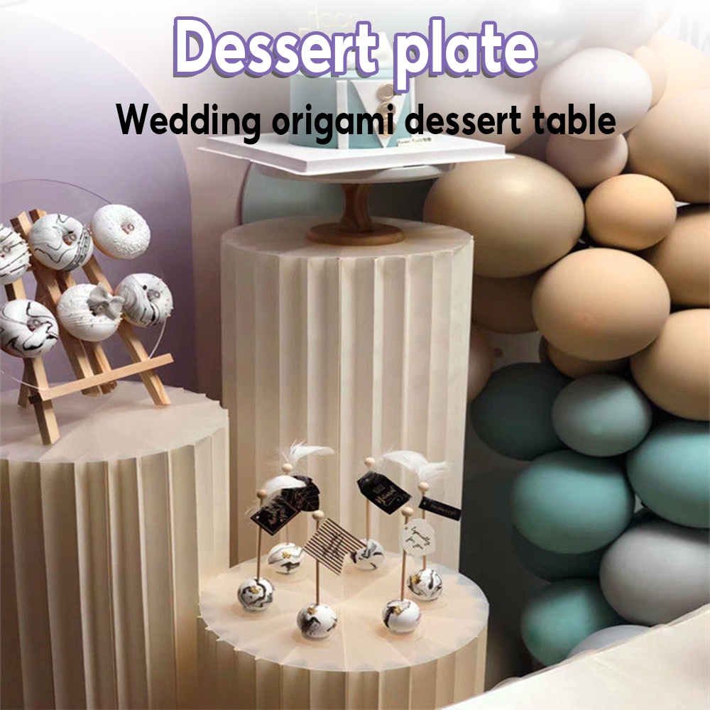 Folding Cake Stand Round Paper Dessert Table For Baby Shower Birthday ...